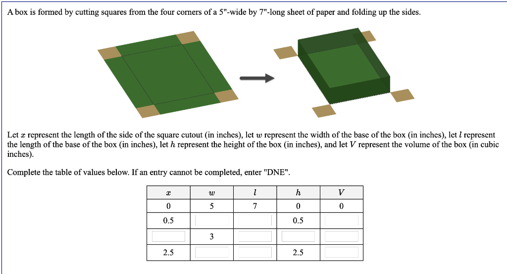 Solved A box is formed by cutting squares from the four | Chegg.com