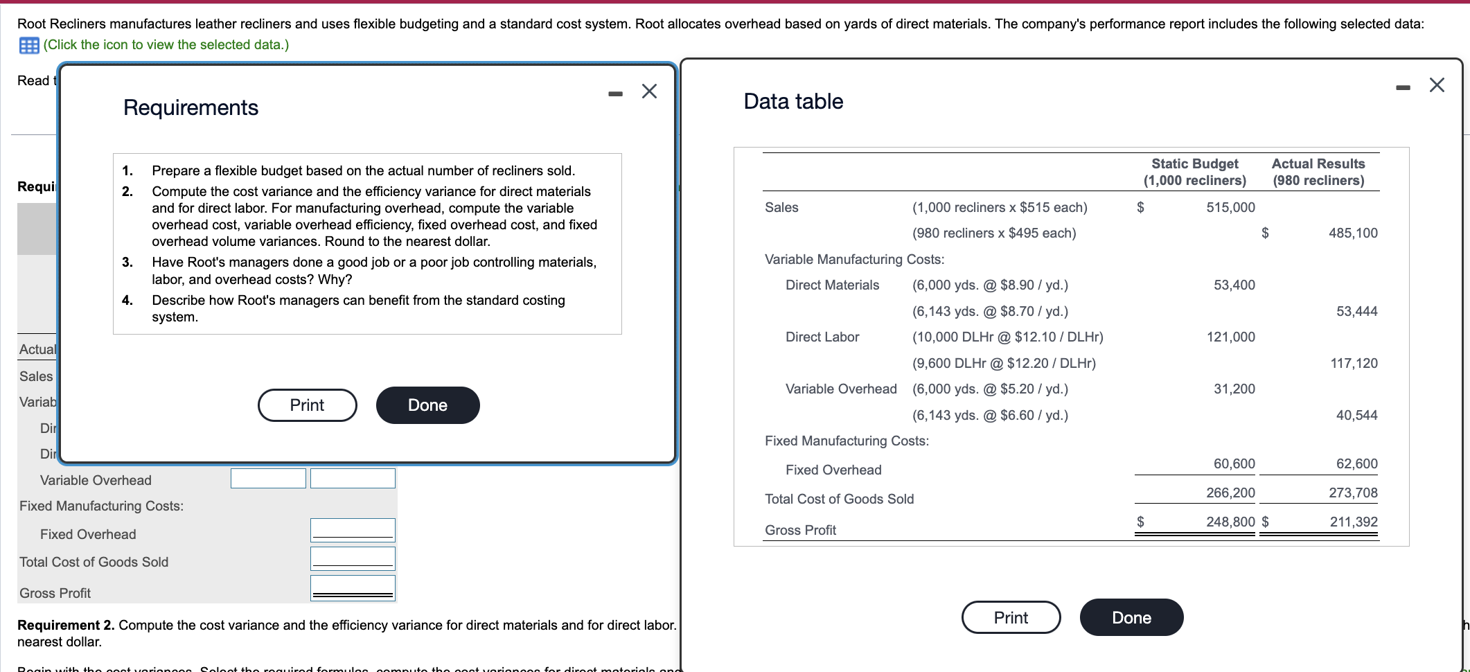 Solved Requirements Data table 1. Prepare a flexible budget | Chegg.com