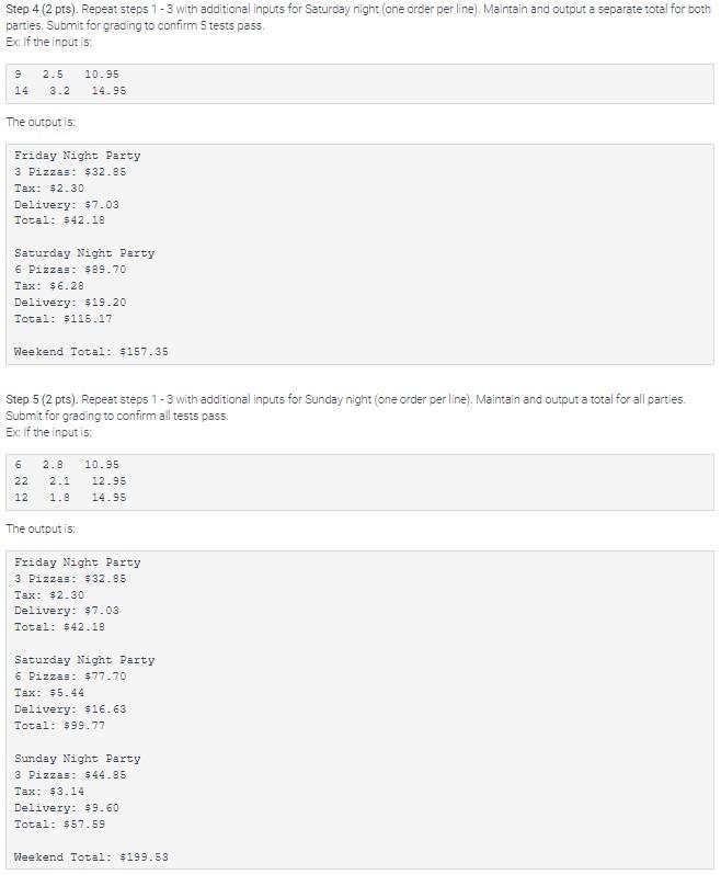 Solved 2.42 LAB*: Program: Pizza party weekend Program | Chegg.com