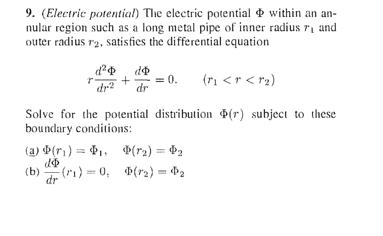 Solved 9. (Electric potential) The electric potential Φ | Chegg.com