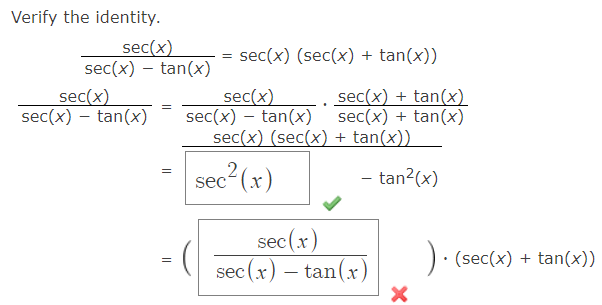Solved Verify the identity. sec(x) = sec(x) (sec(x) + | Chegg.com