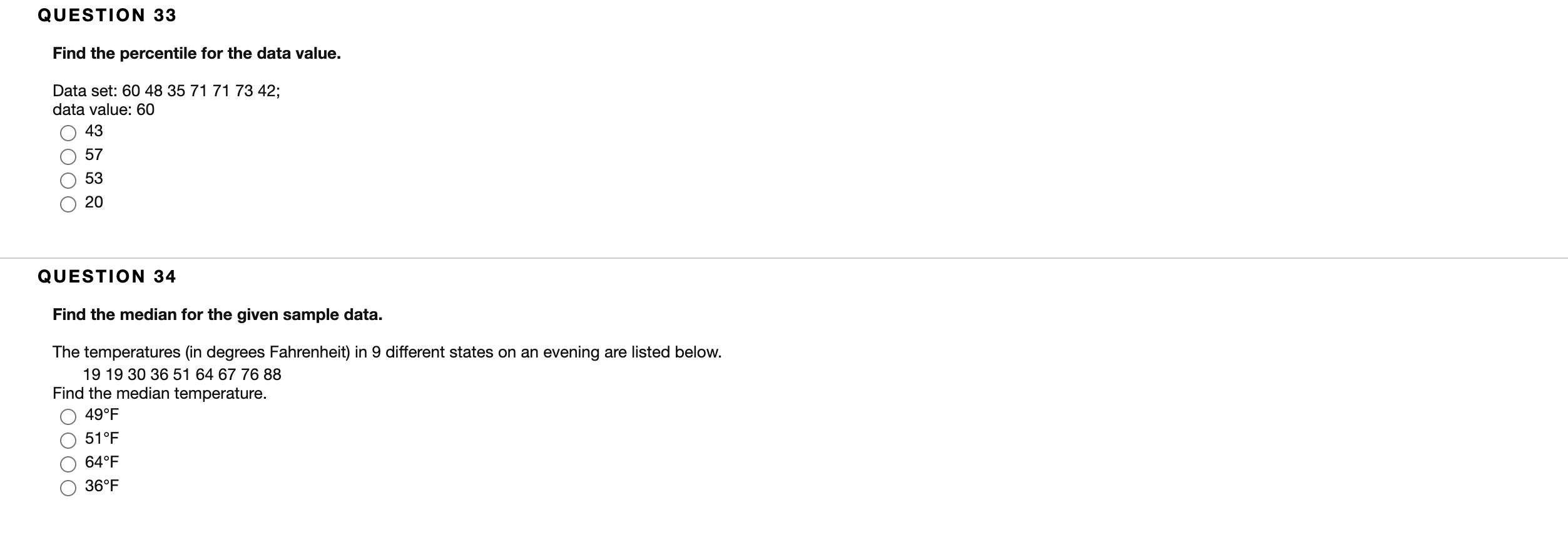 Solved QUESTION 27 Find the standard deviation for the given | Chegg.com