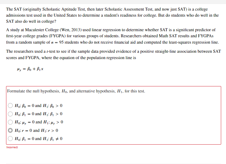 Solved The SAT (originally Scholastic Aptitude Test, then | Chegg.com