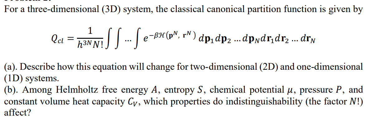 Solved For a three-dimensional (3D) ﻿system, the classical | Chegg.com