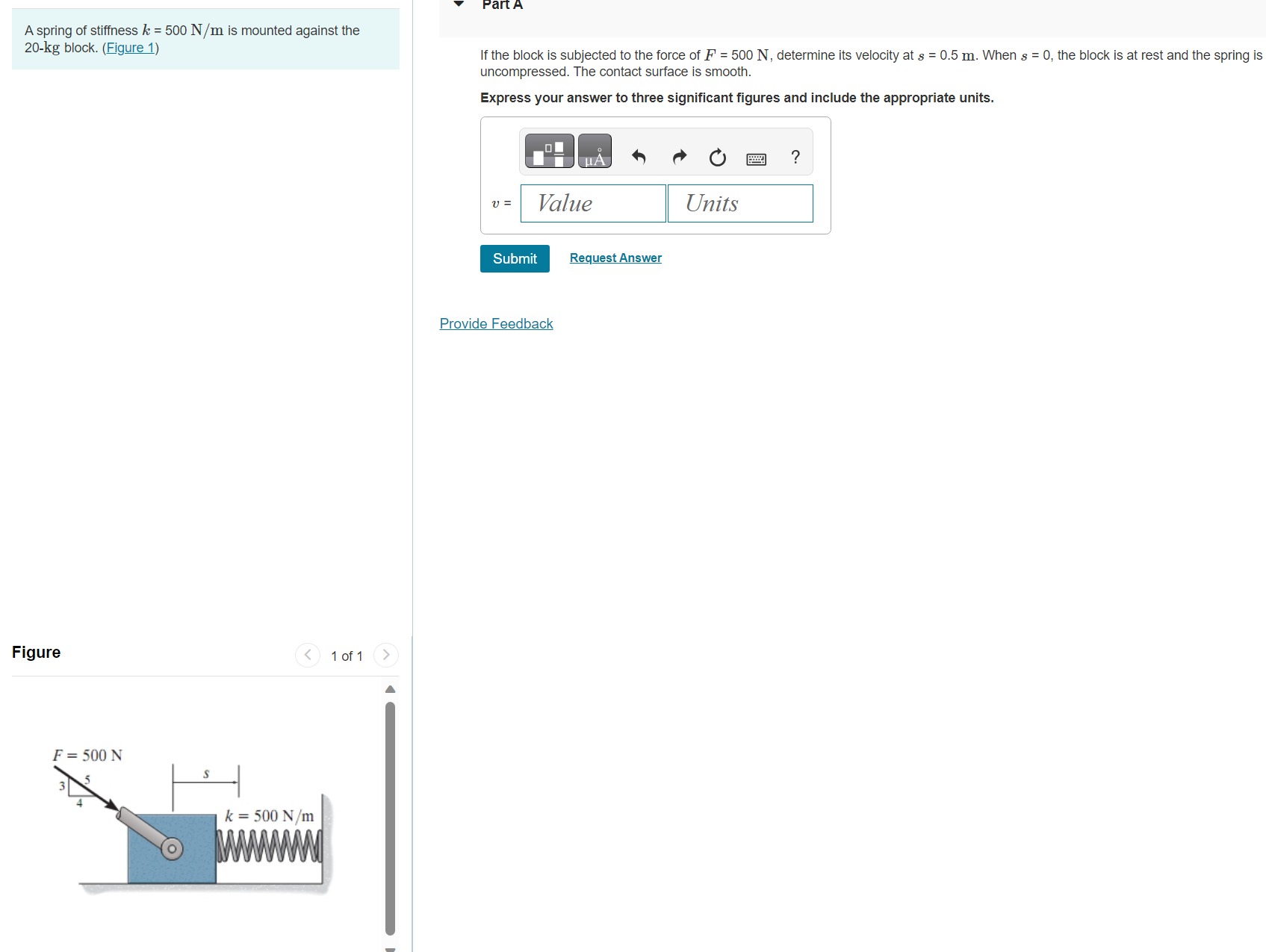 Solved A spring of stiffness k=500 N/m is mounted against | Chegg.com