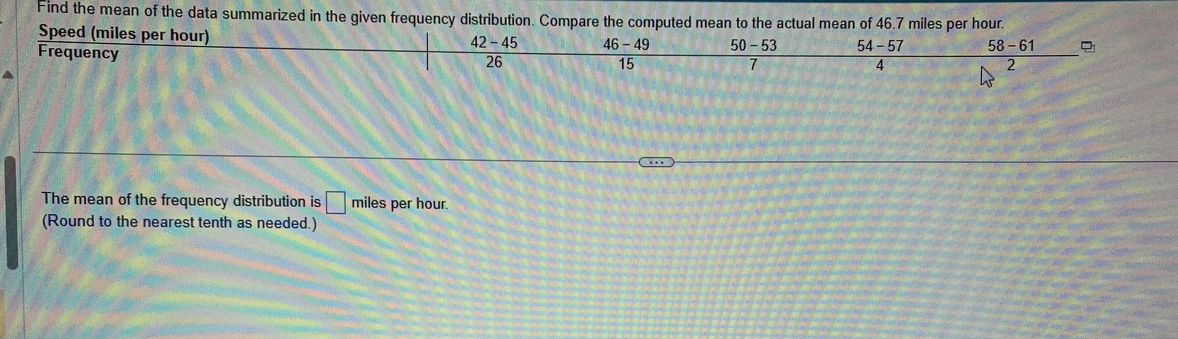 Find the mean of the data summarized in the given | Chegg.com