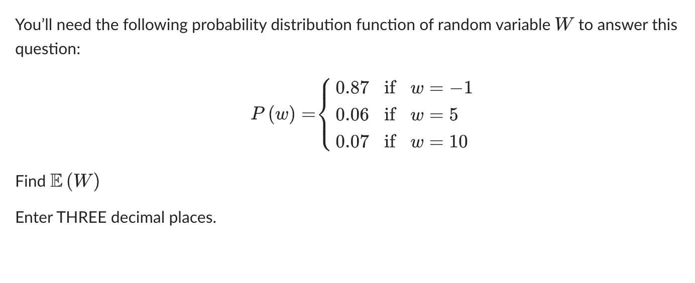 Solved You'll need the following probability distribution | Chegg.com