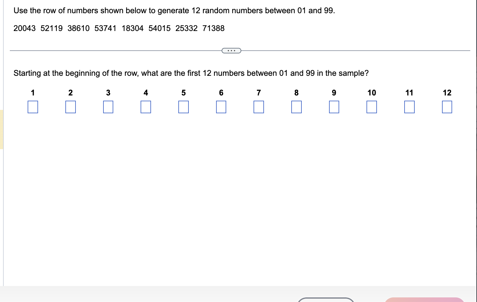 Solved Use the row of numbers shown below to generate 12 | Chegg.com