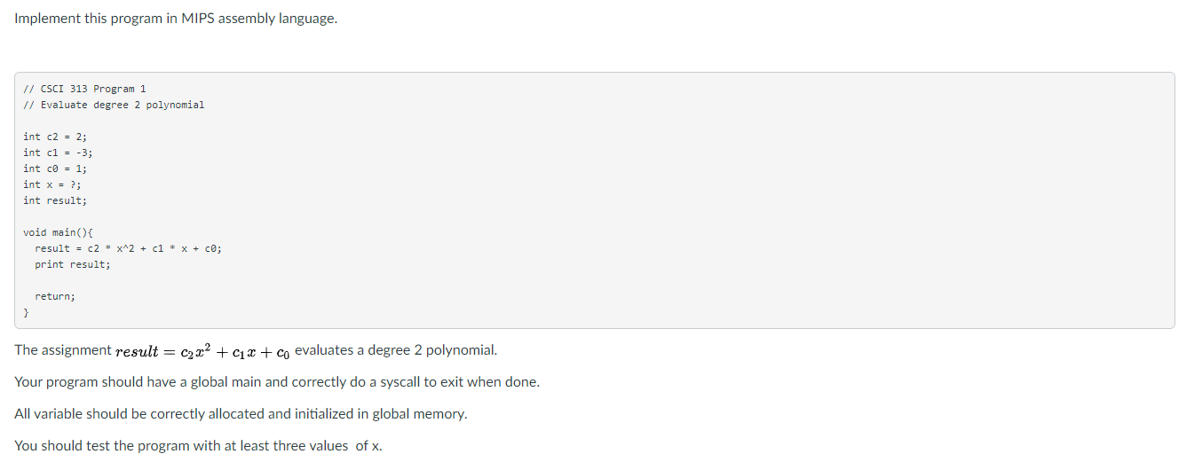 Solved Implement this program in MIPS assembly language. // | Chegg.com