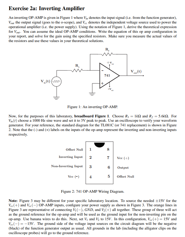 Solved Exercise 2a Inverting Amplifier An Inverting Op Amp 7841