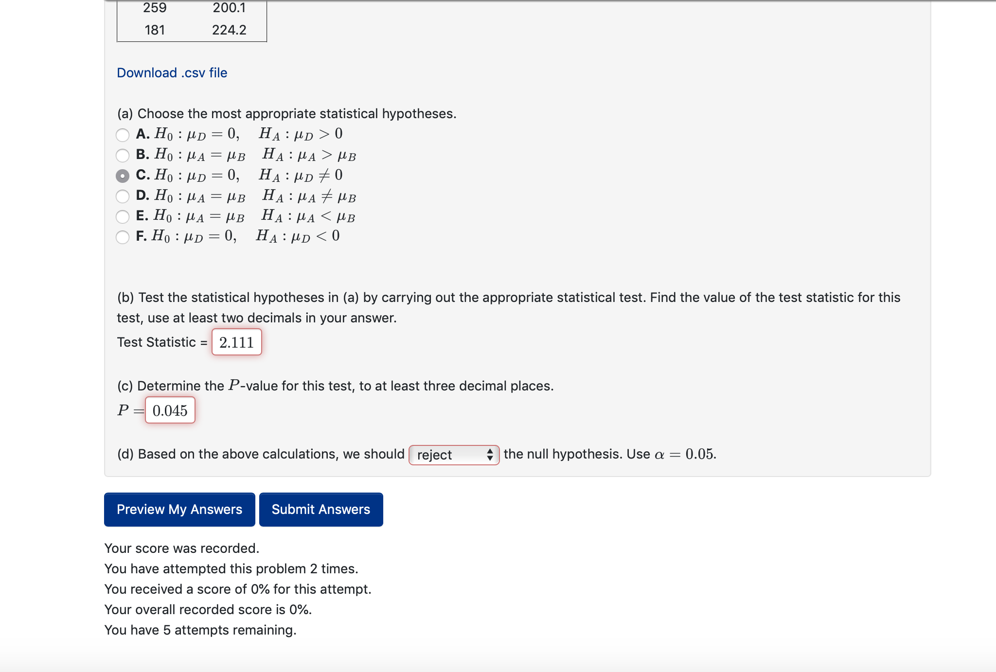 Solved A student project involved collecting data to see if | Chegg.com