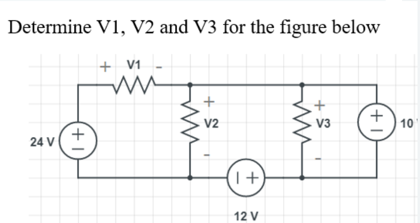 Solved Determine V1, V2 and V3 for the figure below + V1 W + | Chegg.com