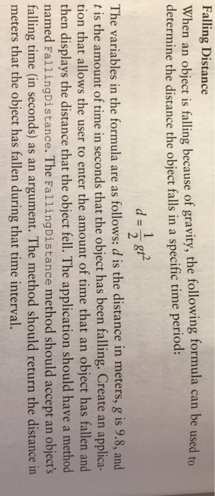 Solved Falling Distance hen an object is falling because of | Chegg.com