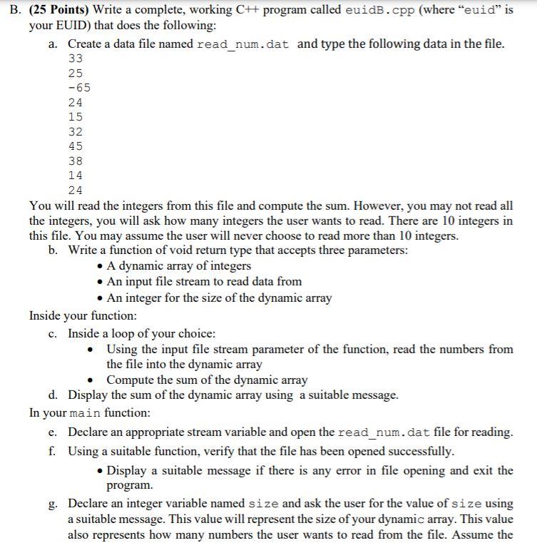 Solved B. (25 Points) Write a complete, working CH program | Chegg.com