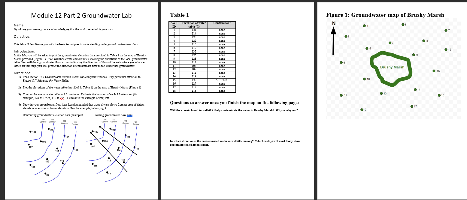 Solved Module 12 Part 2 Groundwater Lab Name: By adding your | Chegg.com