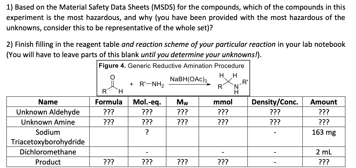 Solved Based on the Material Safety Data Sheets (MSDS) ﻿for | Chegg.com