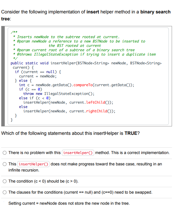 Solved Consider the following implementation of insert | Chegg.com