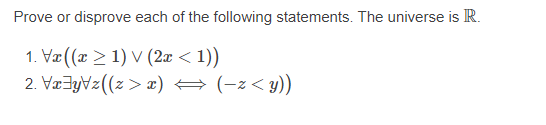 Solved Prove or disprove each of the following statements. | Chegg.com