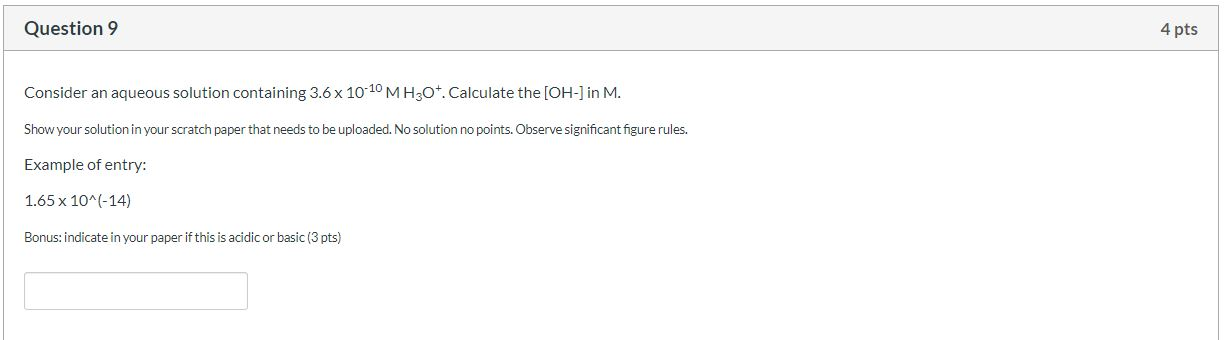 Solved Question 9 4 pts Consider an aqueous solution | Chegg.com