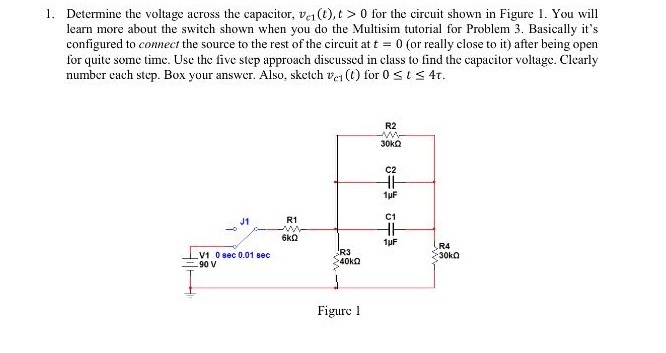 Solved 1. Determine the voltage across the capacitor, ve1 | Chegg.com
