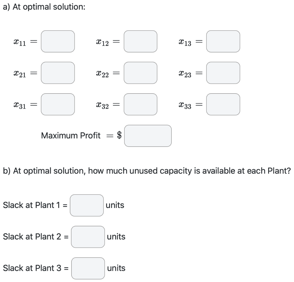 Solved The following table is a transportation matrix | Chegg.com