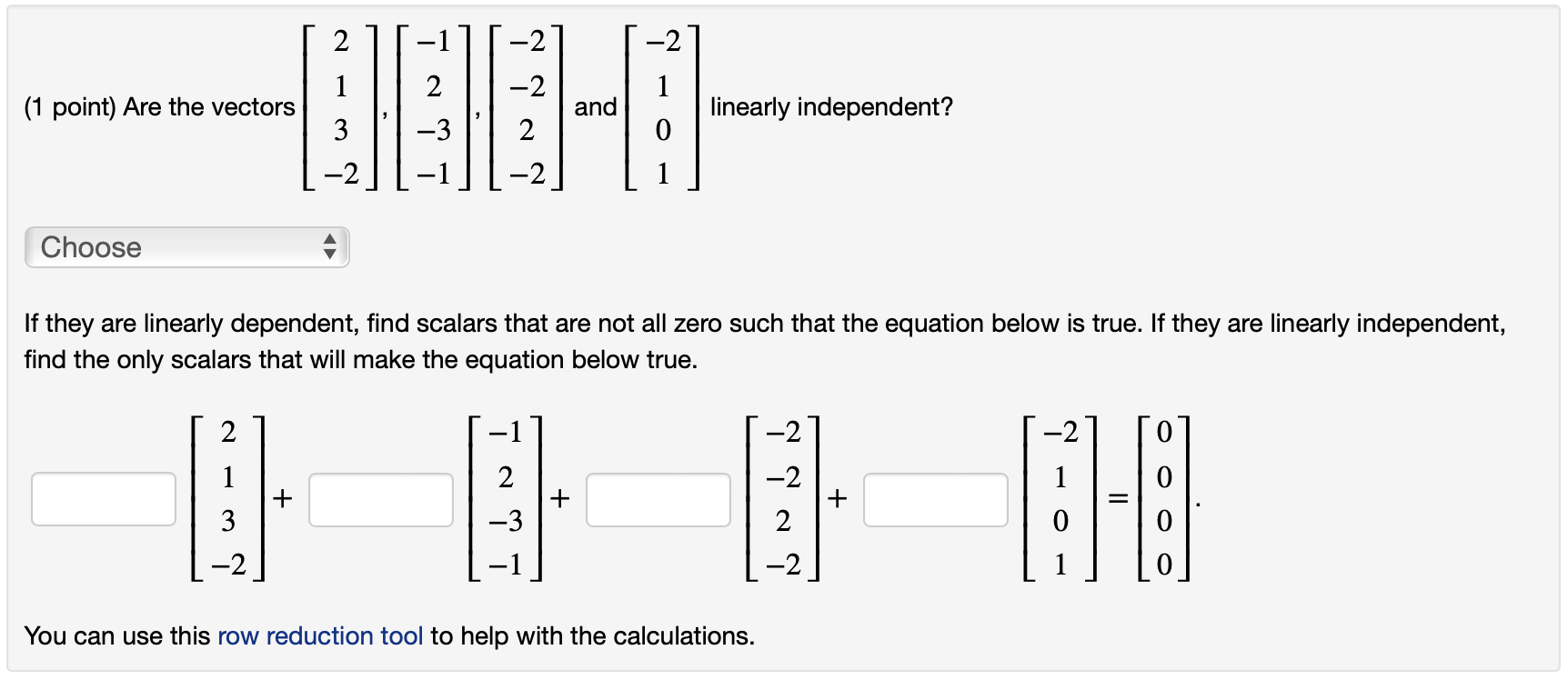 Solved (1 ﻿point) ﻿Are the vectors | Chegg.com