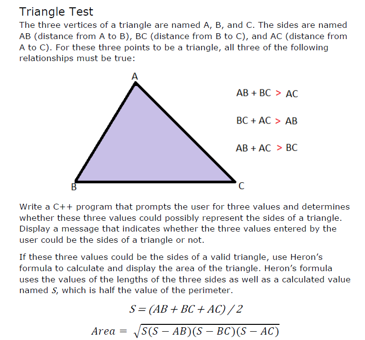 Solved Triangle Test The three vertices of a triangle are | Chegg.com