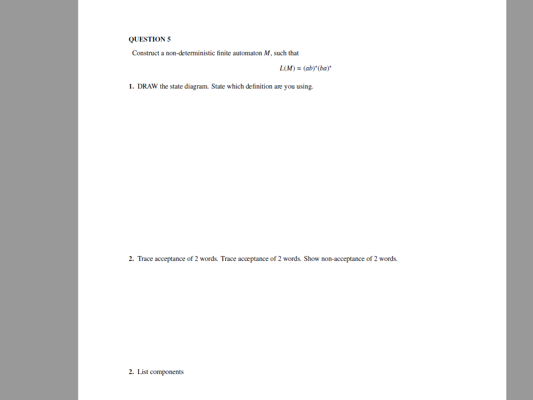 Solved QUESTION 5 Construct a non-deterministic finite | Chegg.com