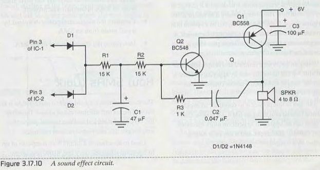 Solved The circuit below is a sound effect circuit using a | Chegg.com