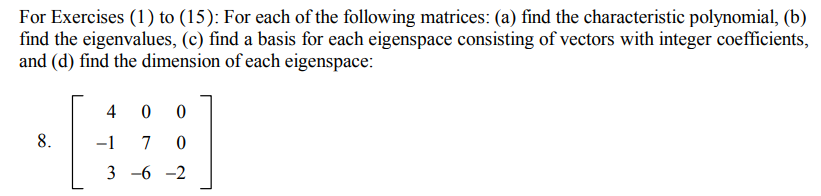 Solved For Exercises (1) to (15): For each of the following | Chegg.com