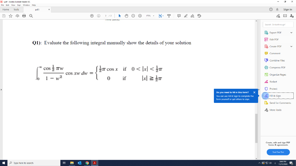 Solved a pot - Adobe Acrobat Reader DC File Edit Vier Sign | Chegg.com