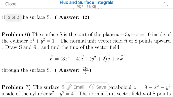 Solved Flux and Surface Integrals PDF-66KB Close . . tł 2 of | Chegg.com