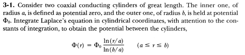 Solved 3-1. Consider two coaxial conducting cylinders of | Chegg.com