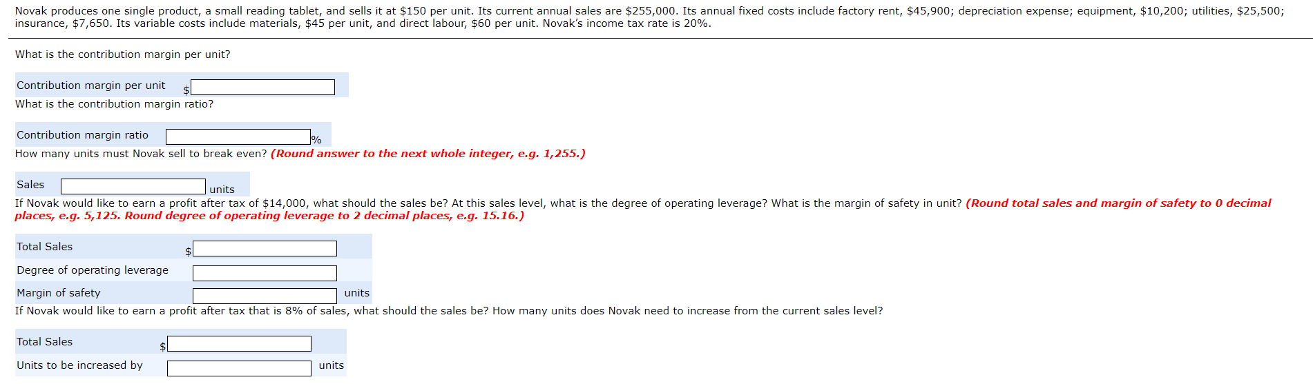 Solved Novak produces one single product, a small reading | Chegg.com