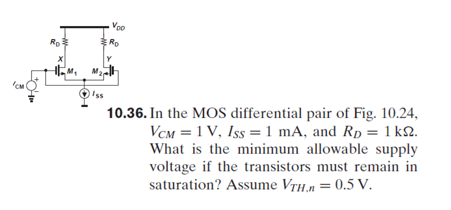 Solved Mos Diff Pair analysis | Chegg.com