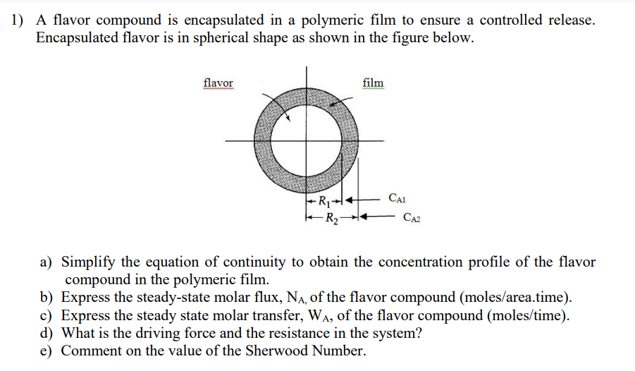 Solved 1) ﻿A flavor compound is encapsulated in a polymeric | Chegg.com