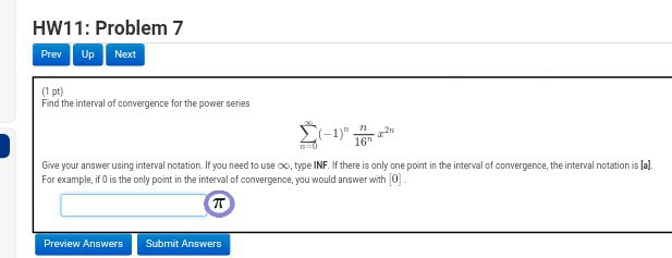 Solved HW11: Problem 6 Prev Up Next (1 pt) Find the interval | Chegg.com