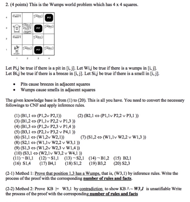 Solved 2. (4 points) This is the Wumps world problem which | Chegg.com