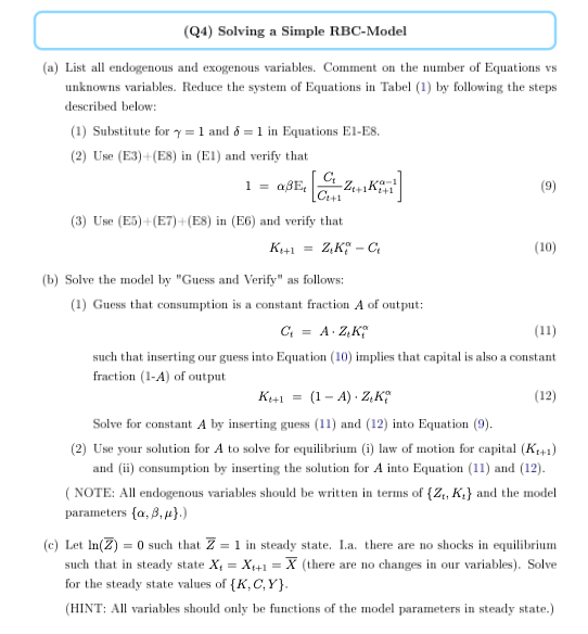 Solved (a) List all endogenous and exogenous variables. | Chegg.com