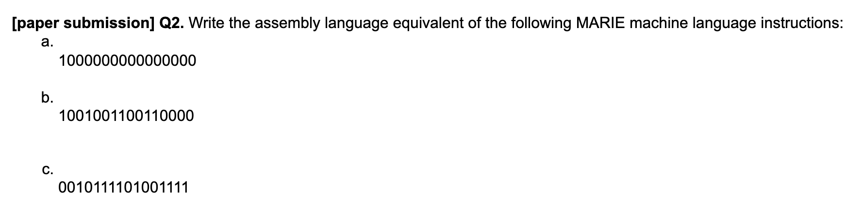 Solved [paper submission] Q2. Write the assembly language | Chegg.com