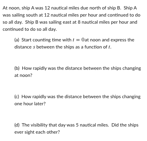 Solved At noon, ship A was 12 nautical miles due north of | Chegg.com