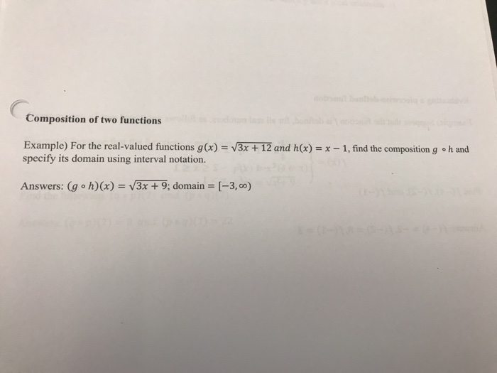 Solved Composition of two functions Example) For the | Chegg.com