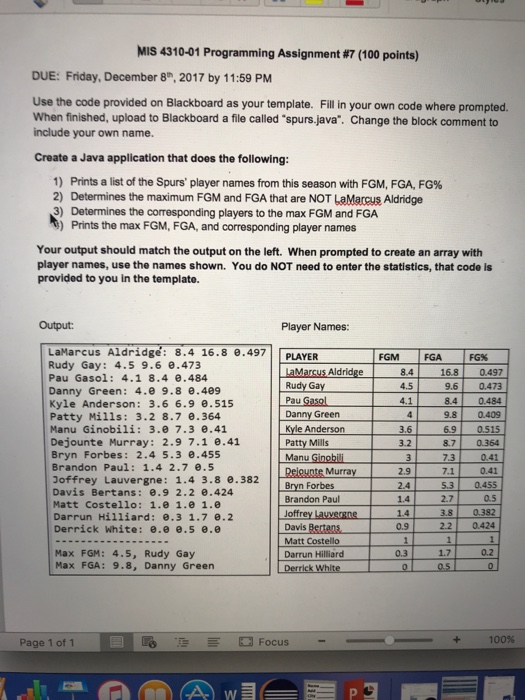 Solved MIS 4310-01 Programming Assignment #7 (100 points) | Chegg.com