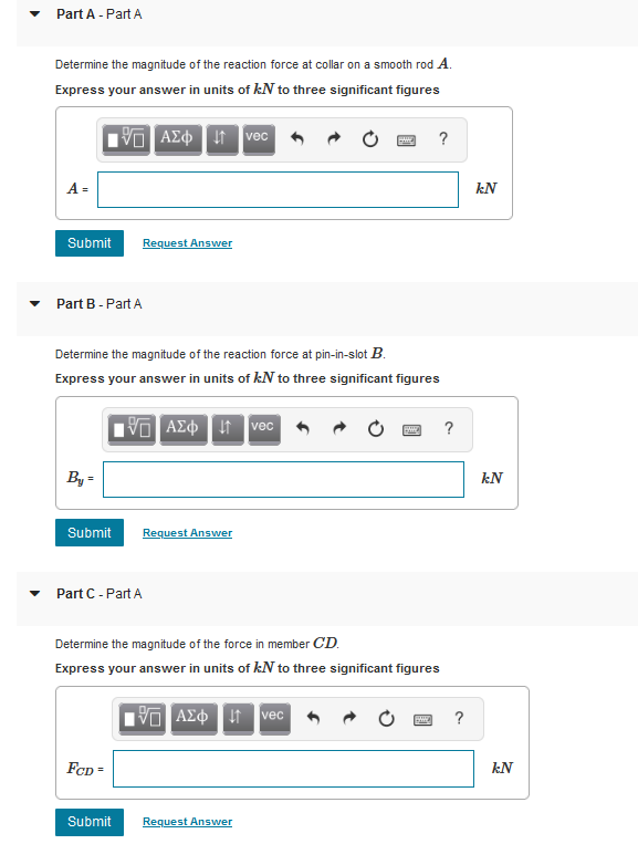Solved Angled member ABC is supported by being pinned to a | Chegg.com