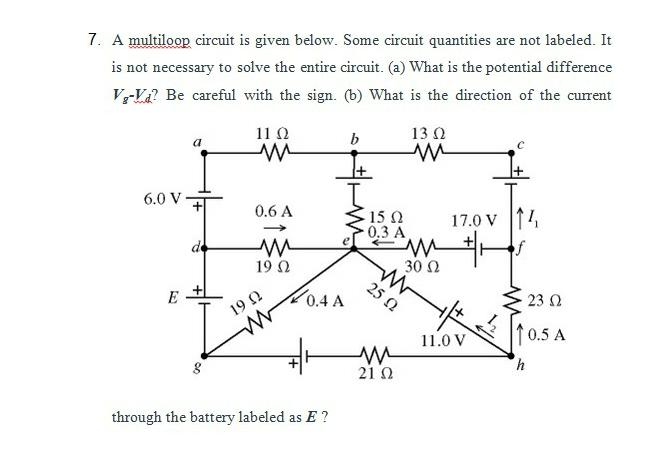 Solved 7. A multiloop circuit is given below. Some circuit | Chegg.com