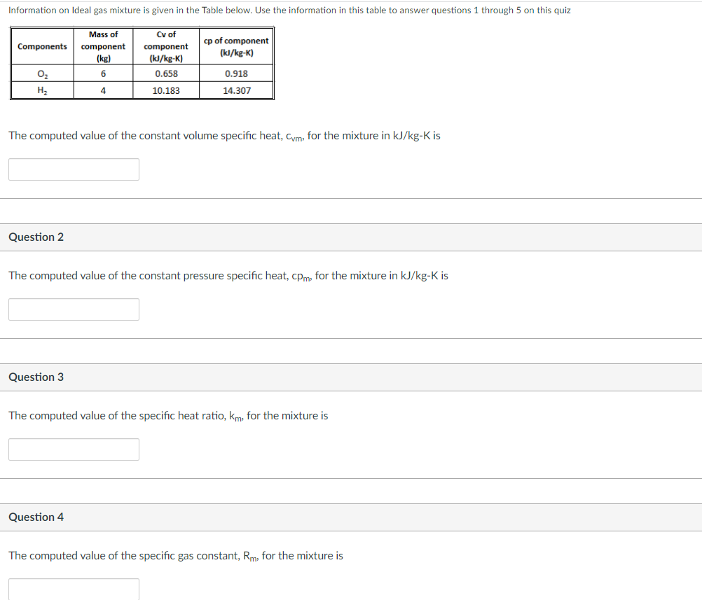 Solved The computed value of the constant volume specific | Chegg.com