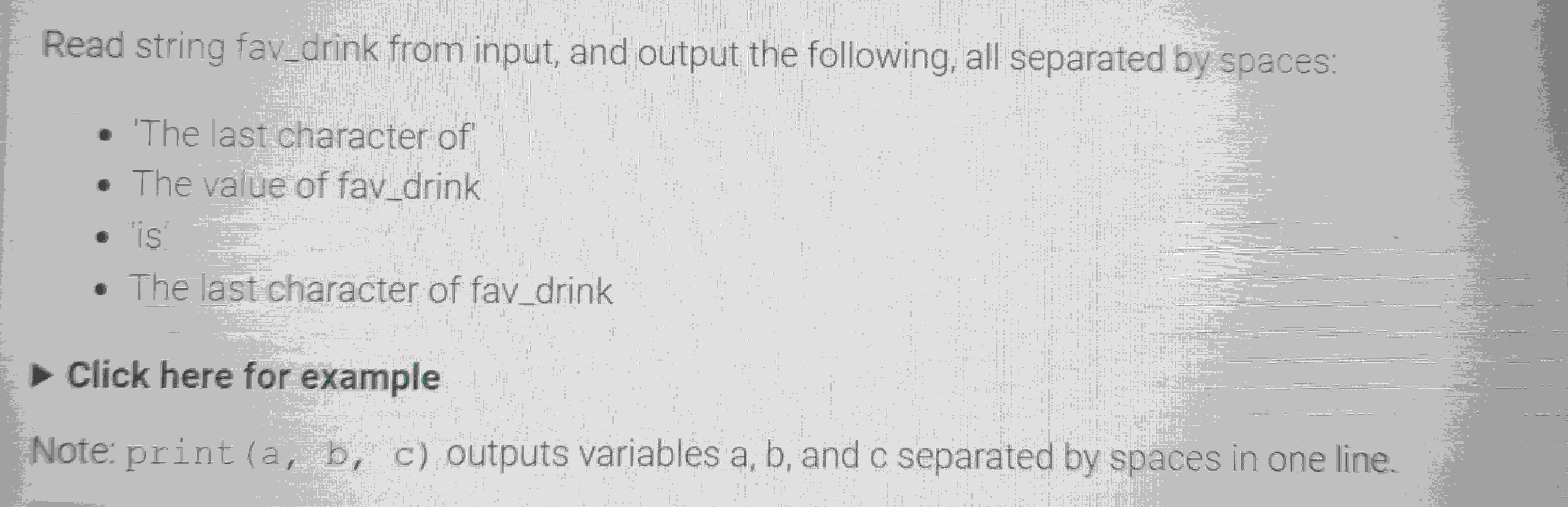 Solved Read string fav_drink from input, and output the | Chegg.com