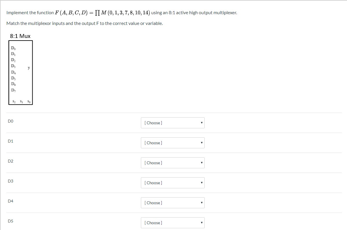 Solved Implement The Function Fa B C D Ii M 0 1 3 5850