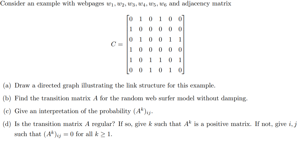 Solved Consider an example with webpages W1, W2, W3, W4, W5, | Chegg.com