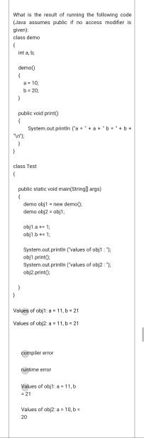 Solved What is the result of running the following code | Chegg.com